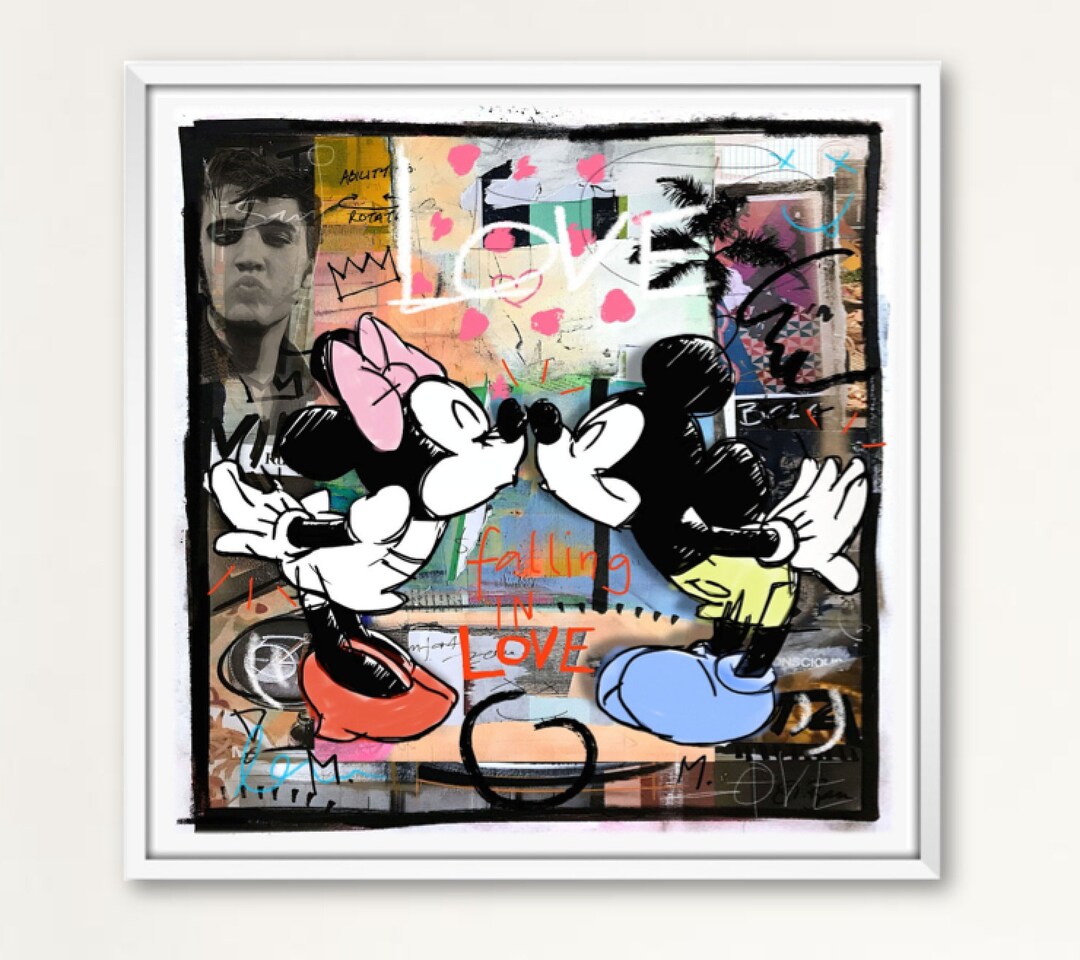 Mickey Mouse, Urban Pop Art Kissing, Falling in Love, Elvis, Minnie ...