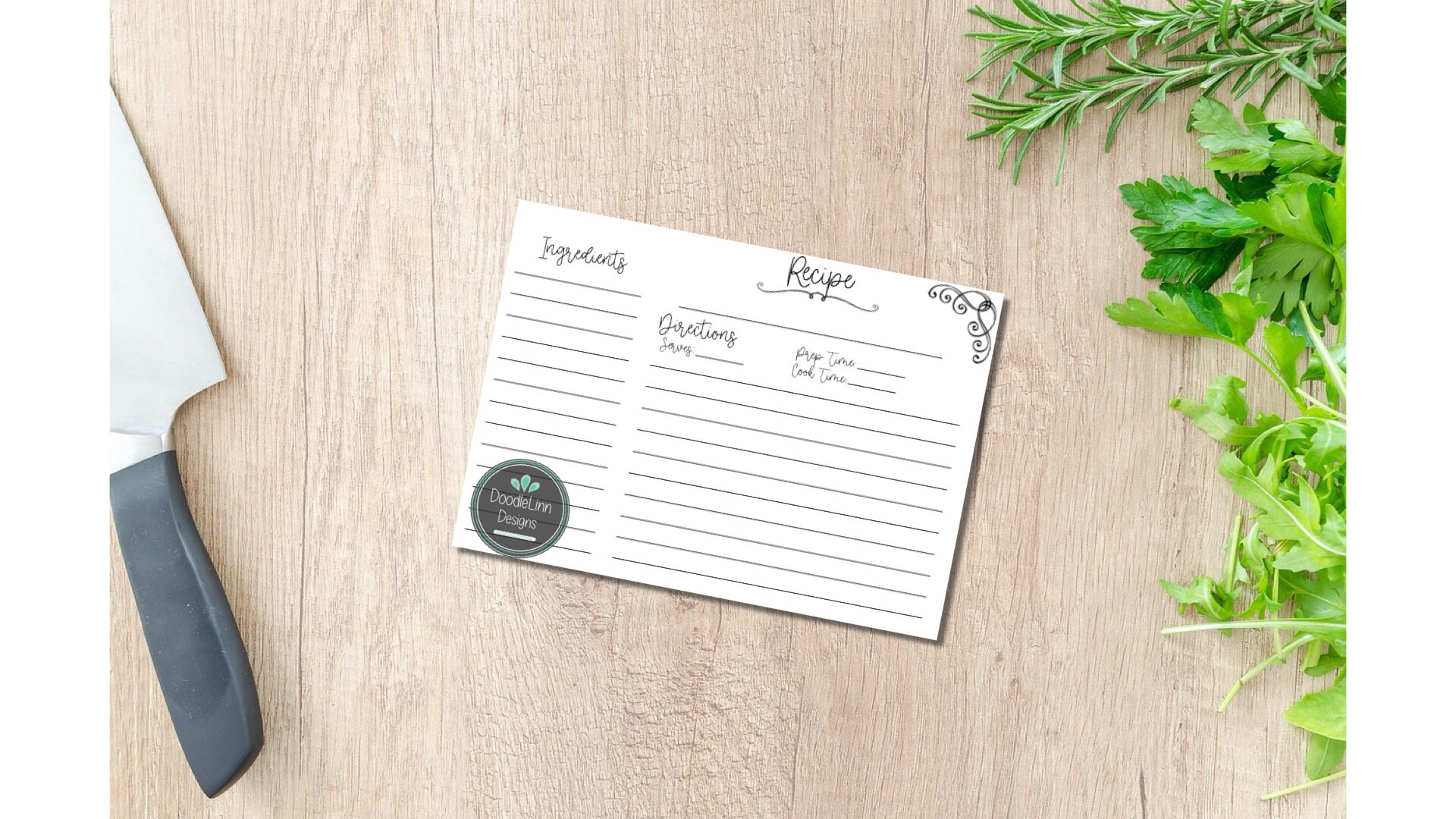 Whimsical Recipe Card Template, Printable Recipe Card, 3x5in, 4x6in ...