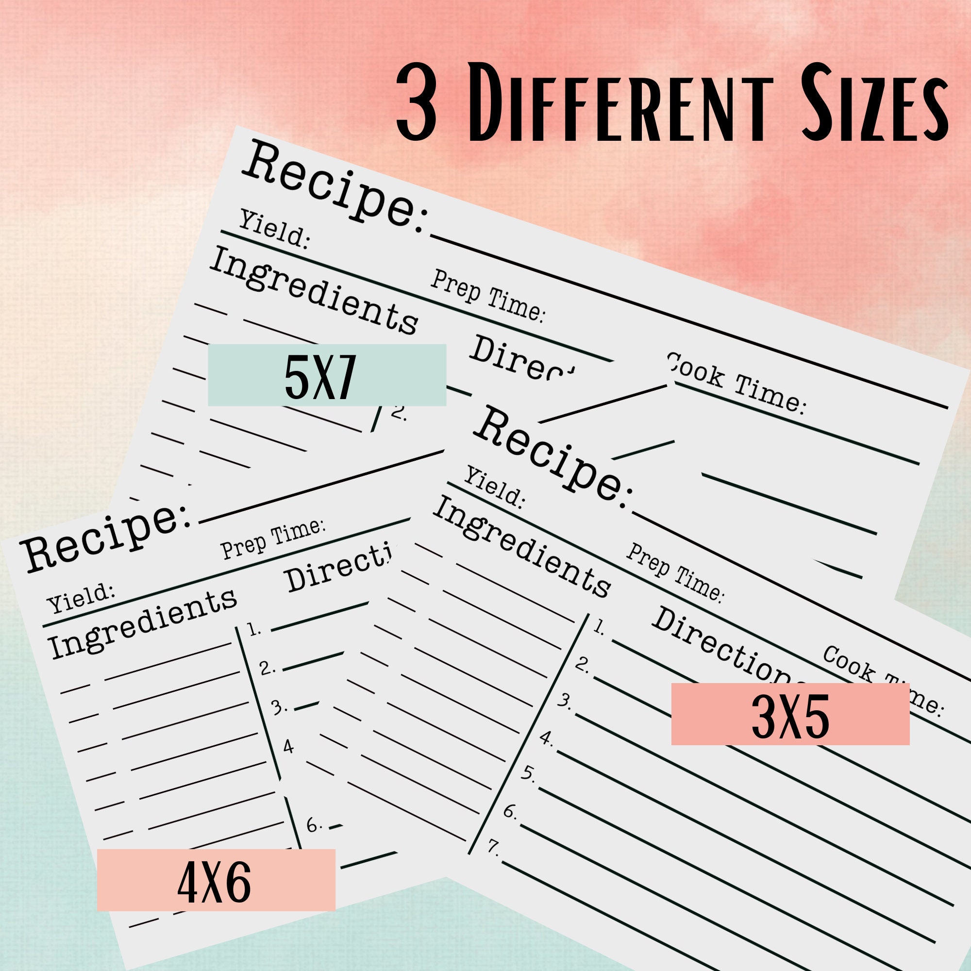 Minimalist Vintage Recipe Card Template, Printable Recipe Card ...