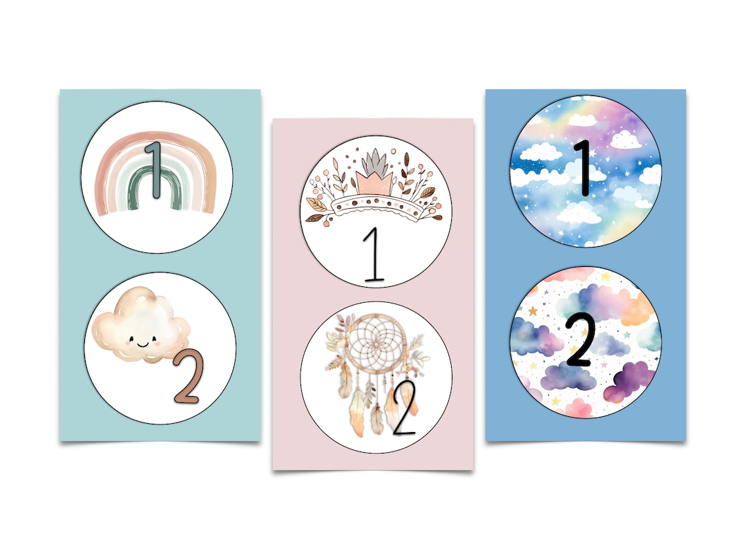 Monthly Baby Milestone Number Marker Cards Printable PNG, JPEG, PDF ...