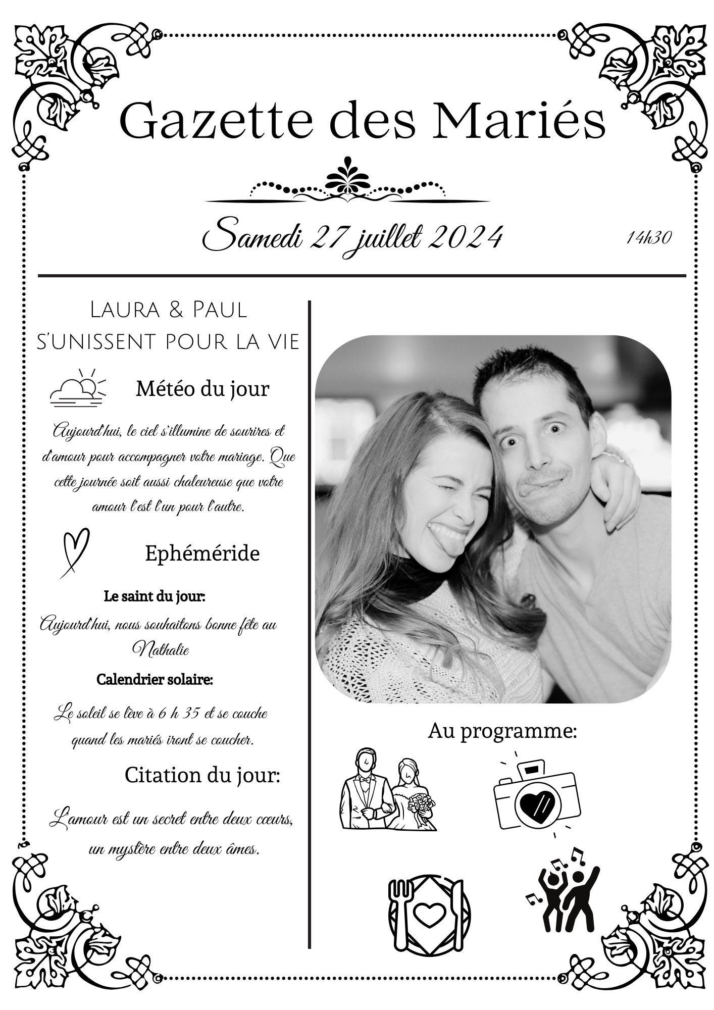 Gazette des mariés Diy/ faire part de mariage numérique Template canva ...