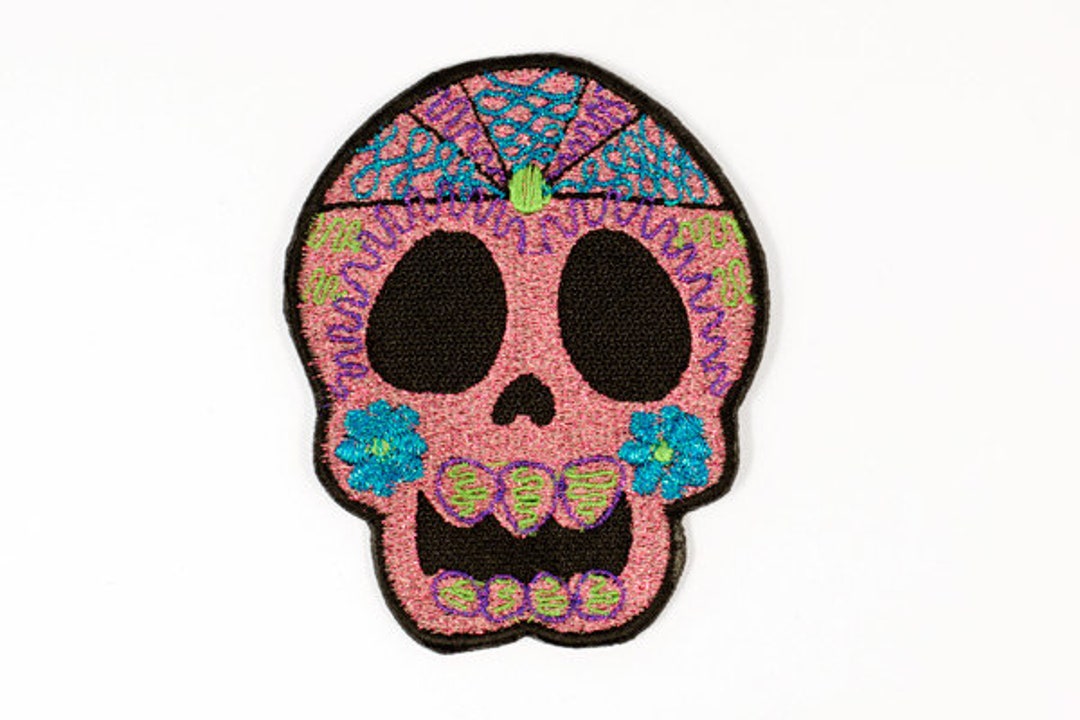 Sew-on Patch Iron-on Sugarhead Pink Mexican Sugar Head Skull Punk ...