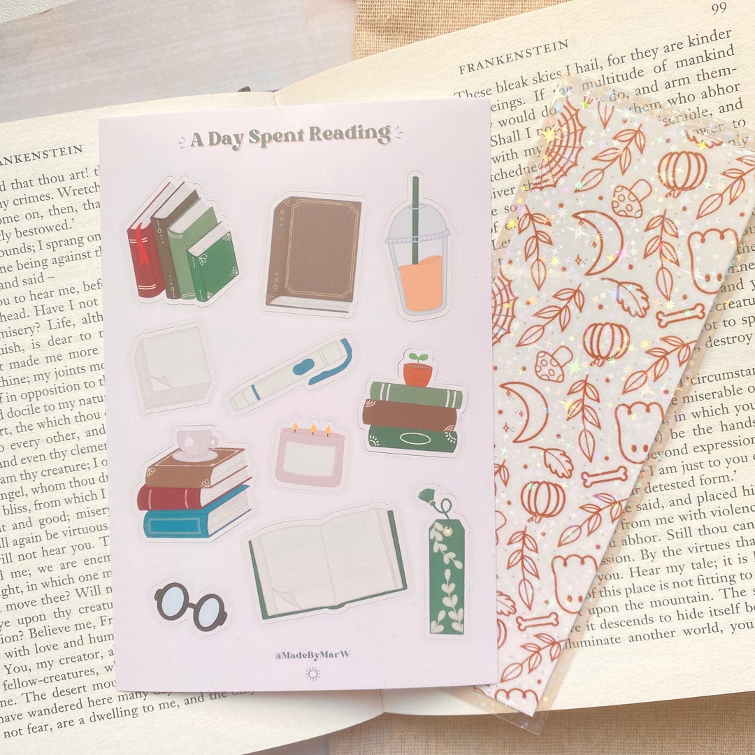 Reading Sticker Sheet Vinyl Sticker Sheet Bookish Stickers - Etsy
