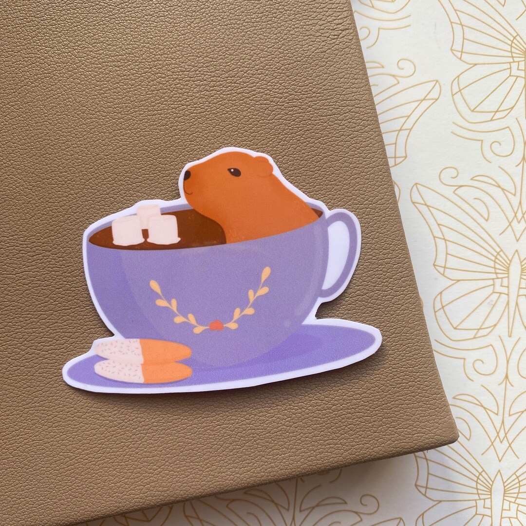 Capybara Hot Cocoa Sticker Cute Cozy Capybara Sticker Hot - Etsy
