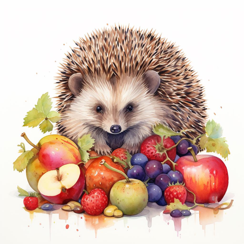 Hedgehog With Vegetables, Printable Watercolor Clipart, 10 High Quality ...