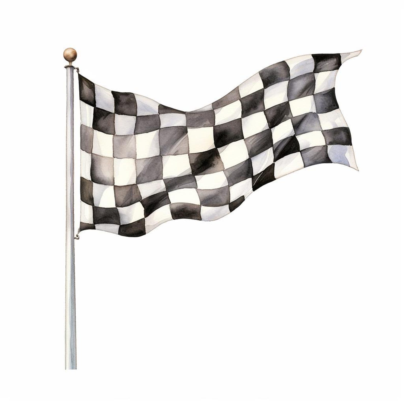 Start Race Flag, Printable Watercolor Clipart Bundle, 10 High Quality ...