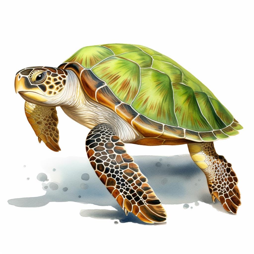 Sea Turtle, Cute Turtle Art, Printable Watercolor Clipart Bundle, 10 ...