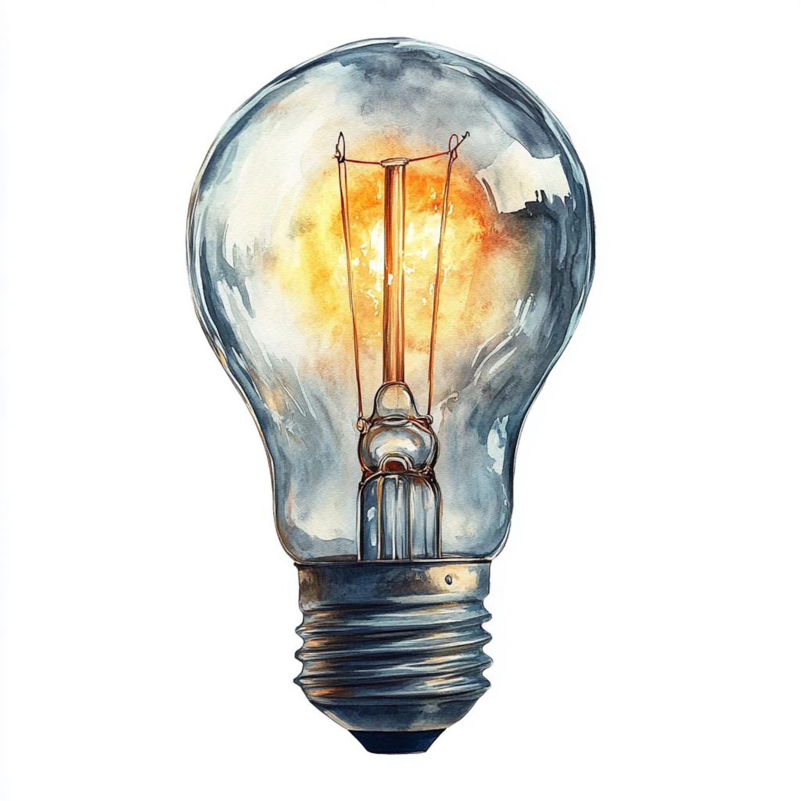 Incandescent Light Bulb, Printable Watercolor Clipart Bundle, 10 High ...