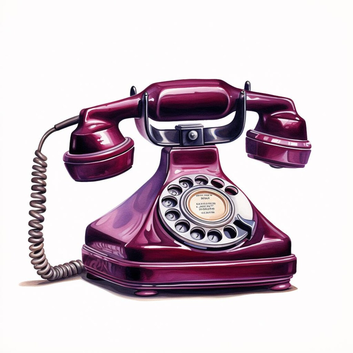 Vintage Telephone, Printable Watercolor Clipart Bundle, 10 High Quality ...