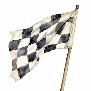Start Race Flag, Printable Watercolor Clipart Bundle, 10 High Quality ...