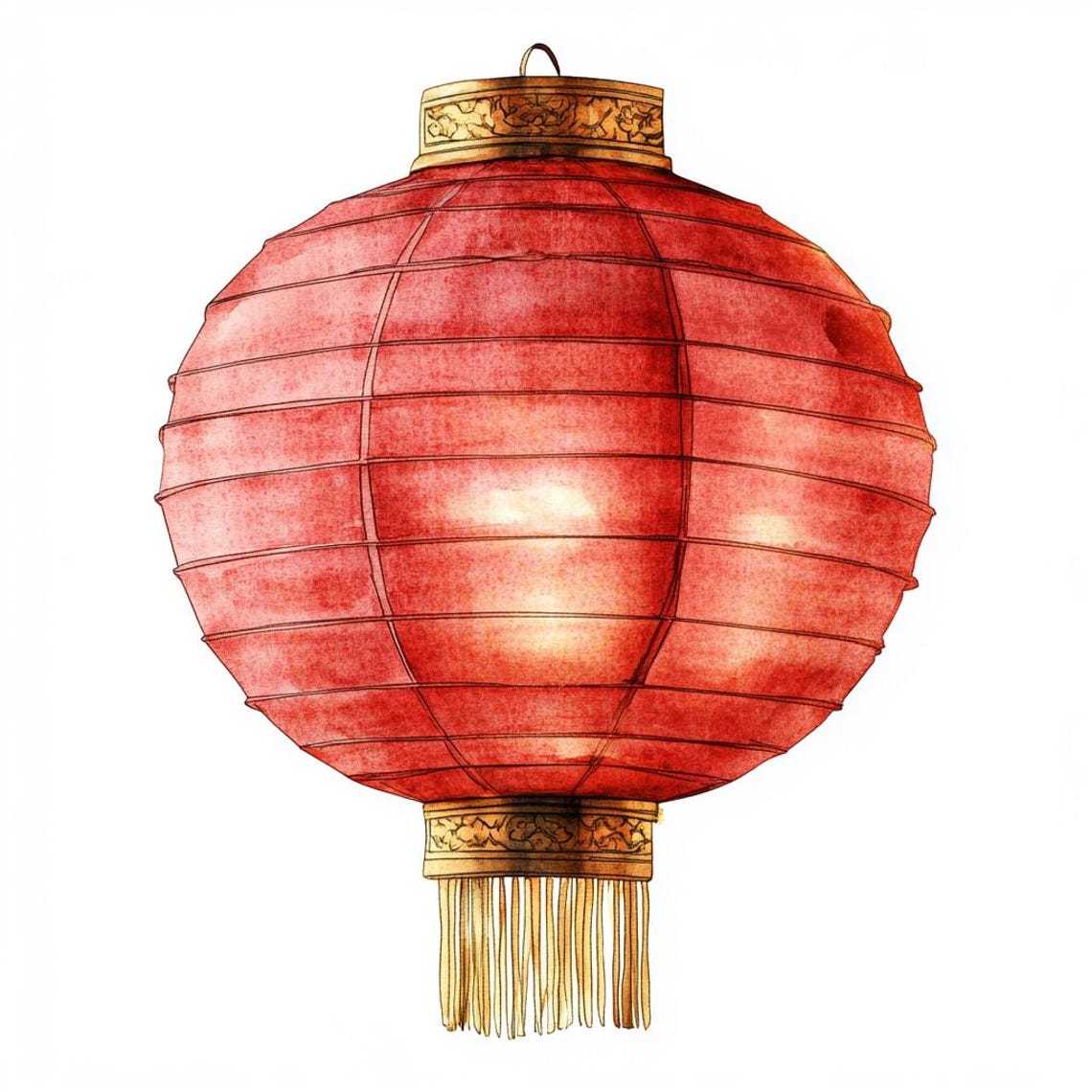 Chinese Paper Lantern, Printable Watercolor Clipart Bundle, 10 High ...