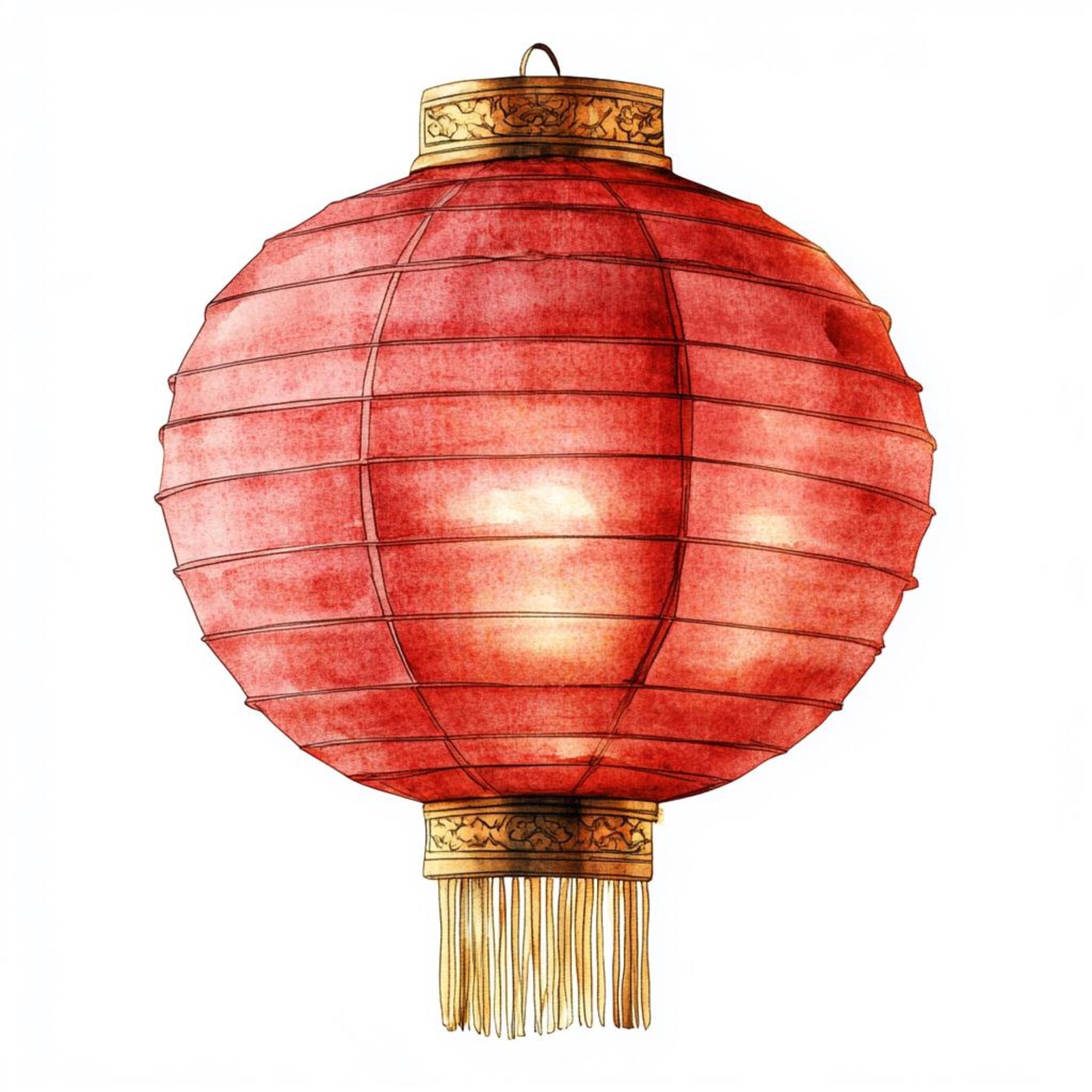 Chinese Paper Lantern, Printable Watercolor Clipart Bundle, 10 High ...