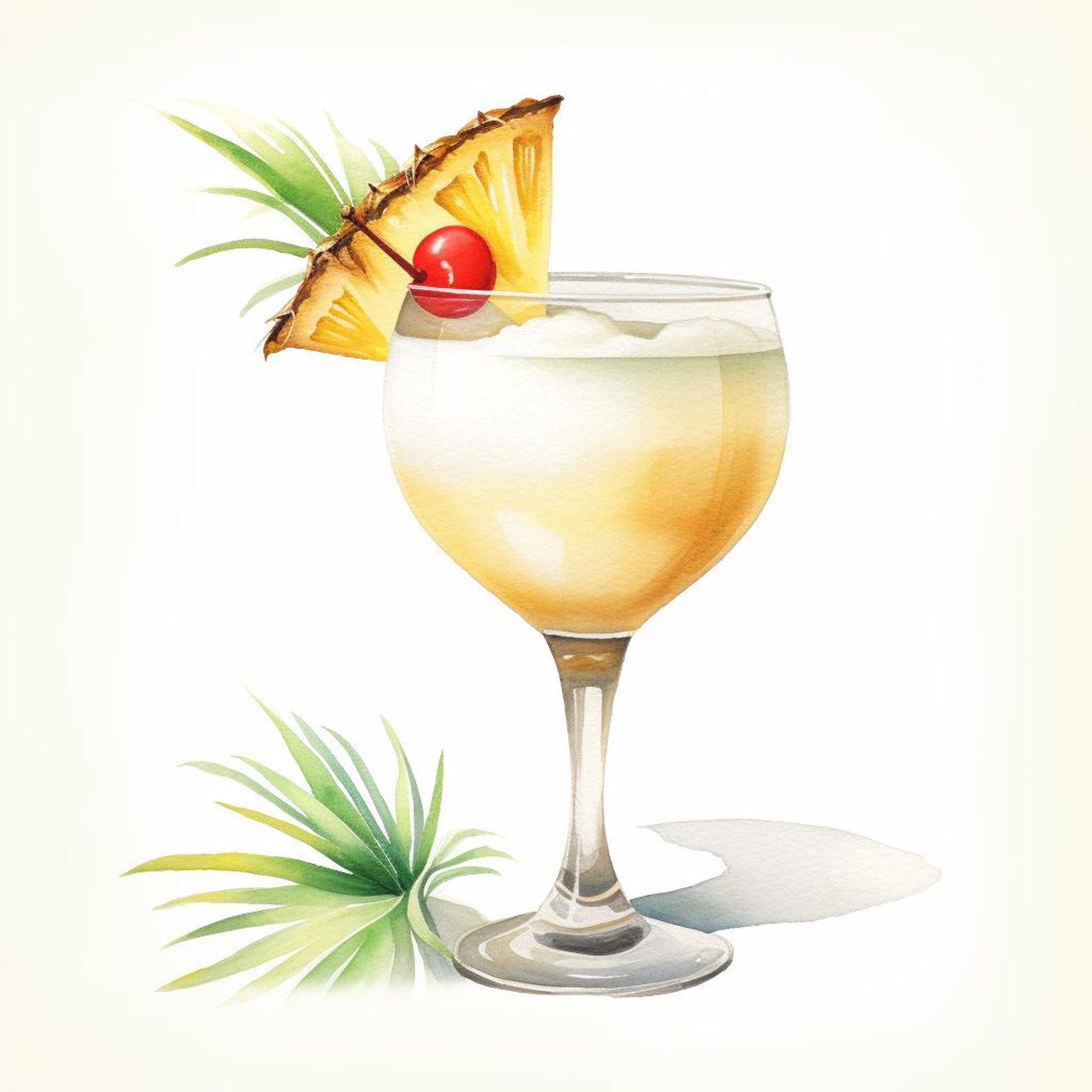 Pina Colada Cocktail, Printable Watercolor Clipart, 10 High Quality ...