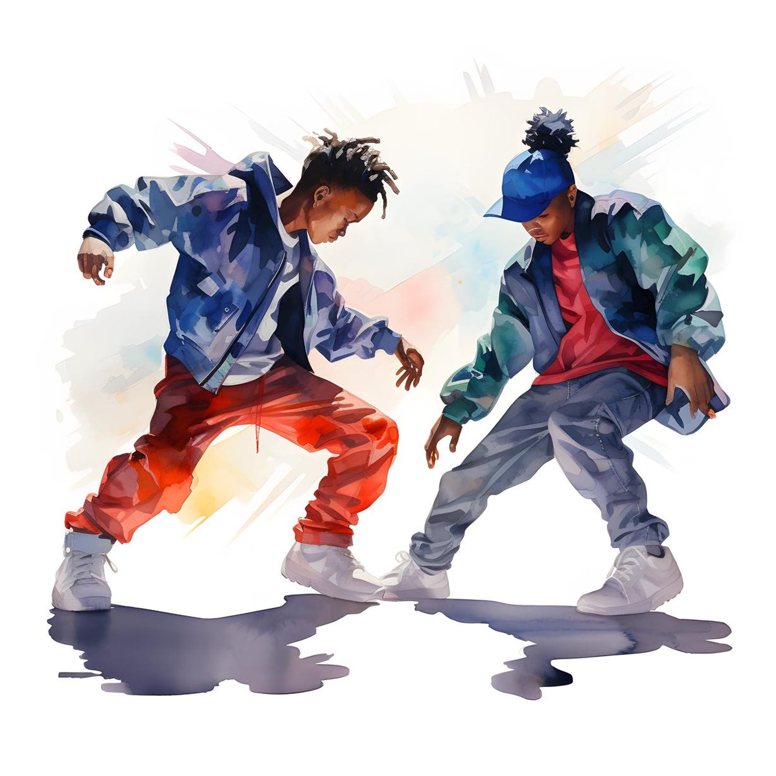 Dynamic Breakdancers, Street Dance, Printable Watercolor Clipart Bundle ...