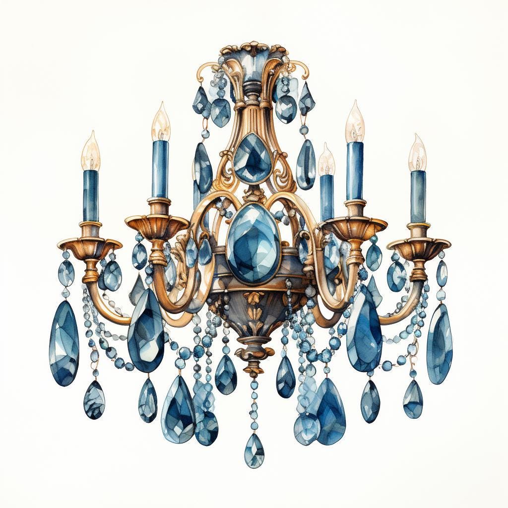 Elegant Chandelier, Printable Watercolor Clipart Bundle, 10 High ...