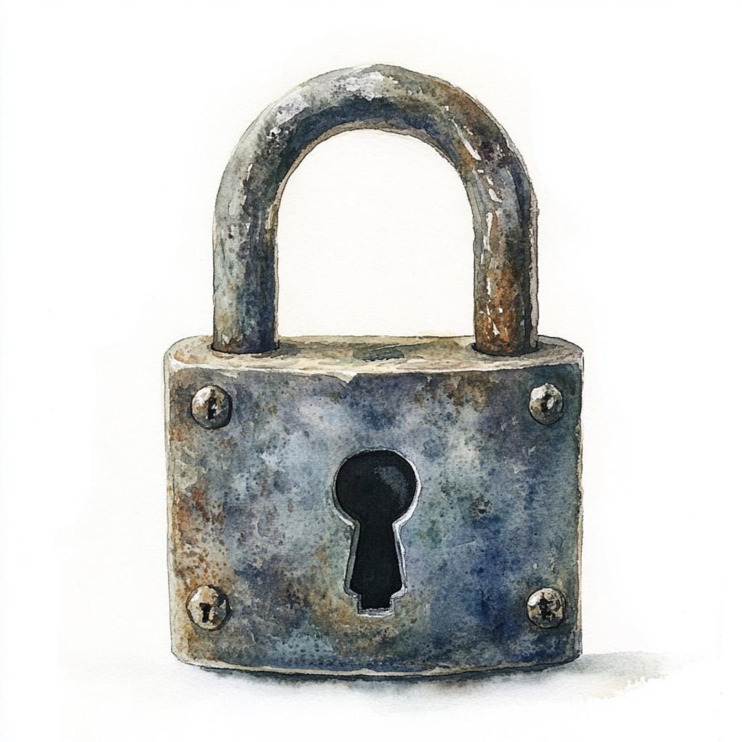 Vintage Padlock, Printable Watercolor Clipart, 10 High Quality ...