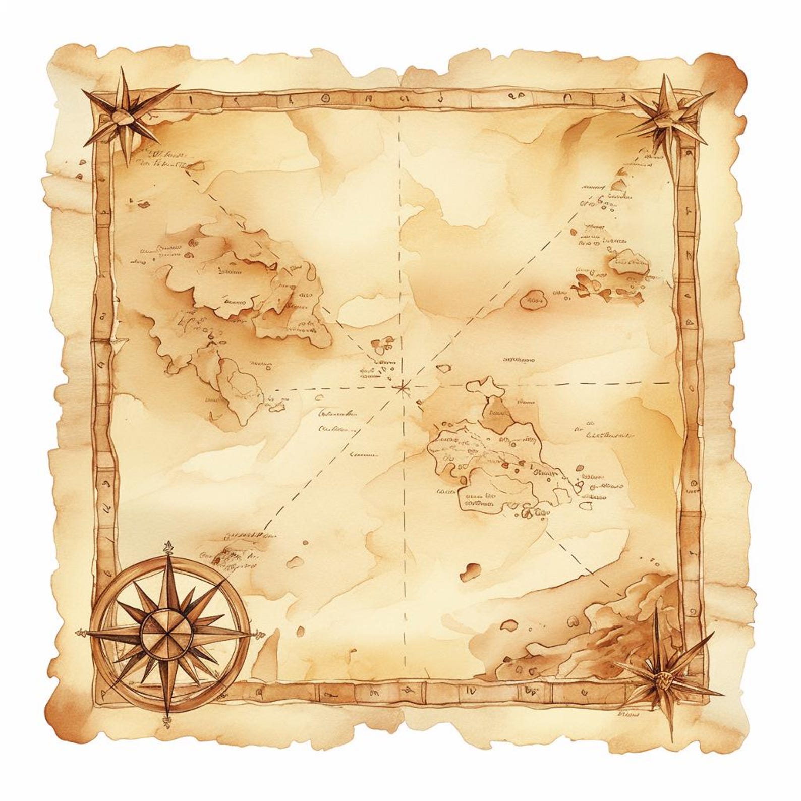 Shabby Treasure Map Illustration, Vintage Pirate Map, Printable ...