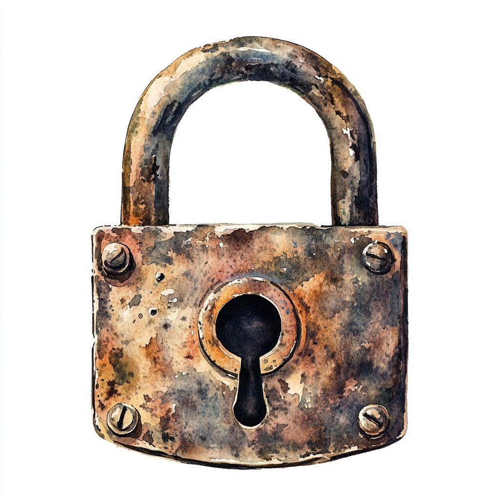 Vintage Padlock, Printable Watercolor Clipart, 10 High Quality ...