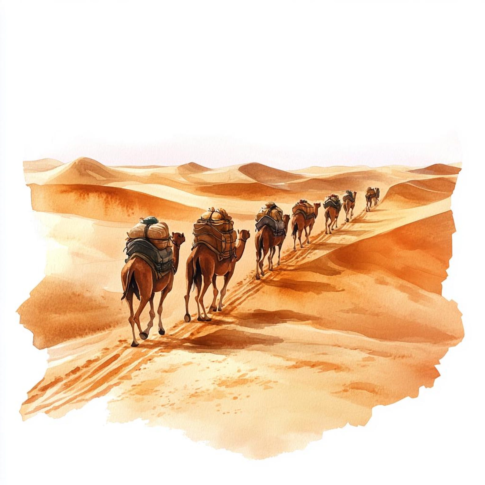 Caravan in the Desert, Printable Watercolor Clipart Bundle, 10 High ...