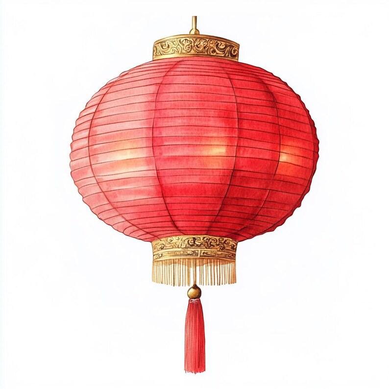 Chinese Paper Lantern, Printable Watercolor Clipart Bundle, 10 High ...