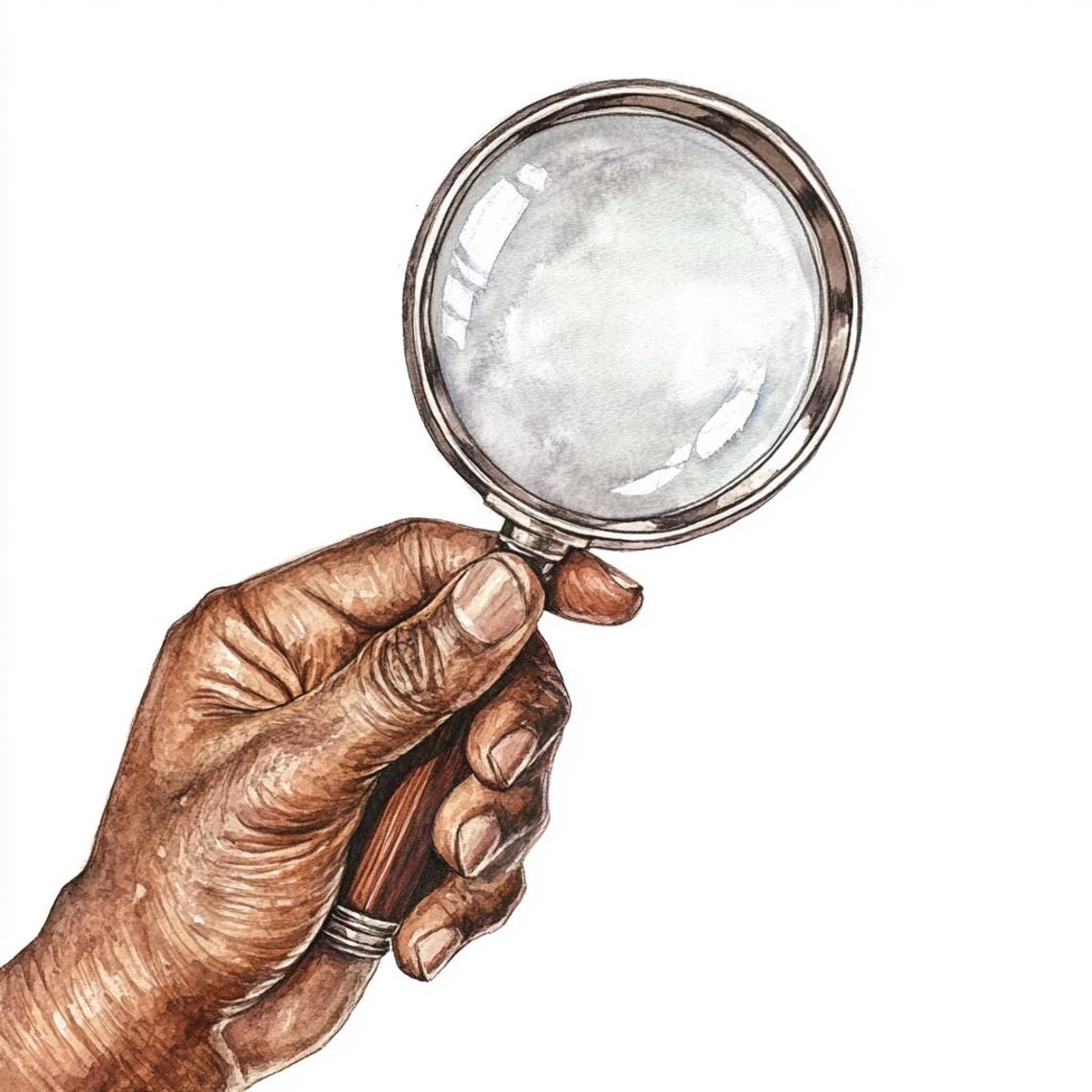 Hand Holding Magnifying Glass, Printable Watercolor Clipart Bundle, 10 ...