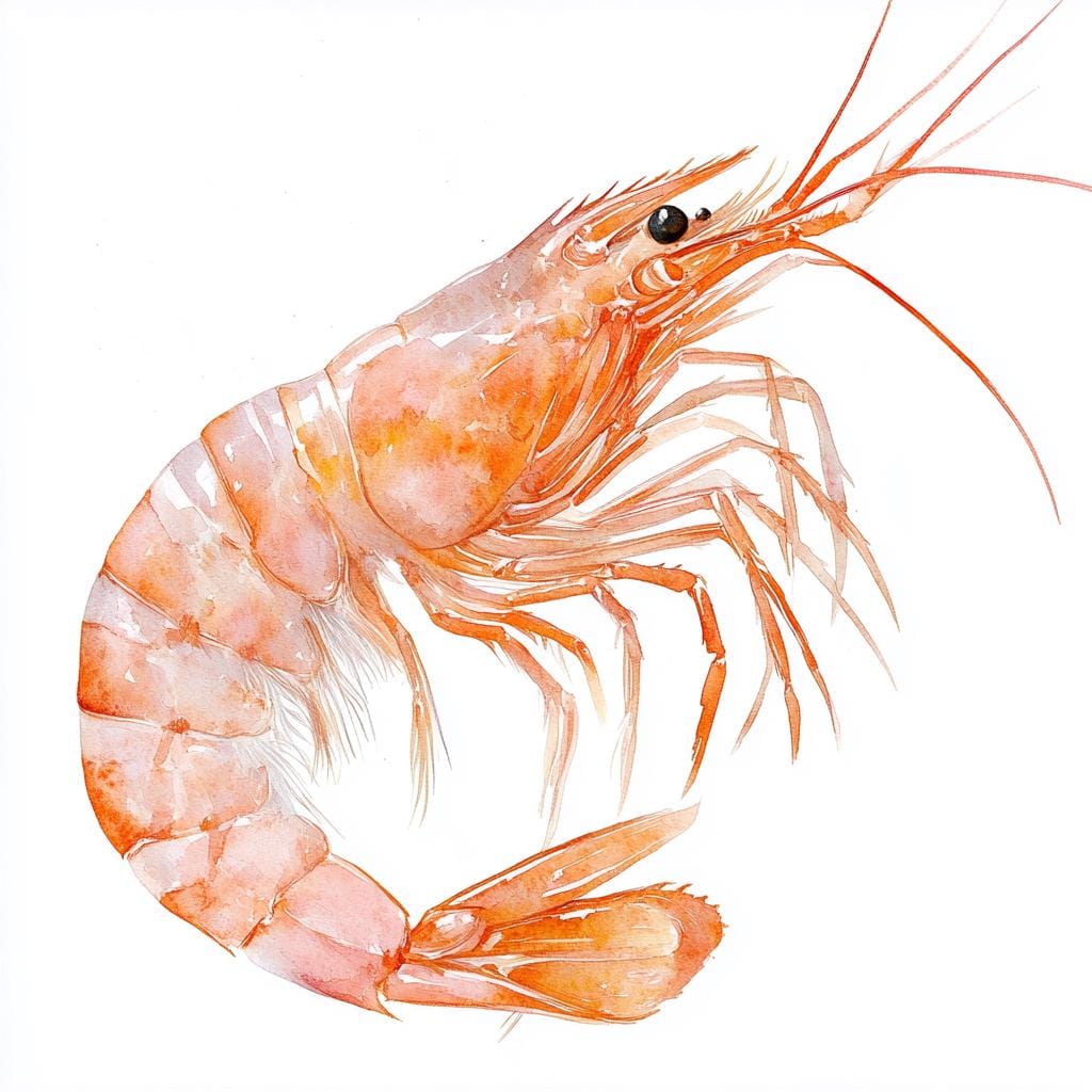 Shrimp, Printable Watercolor Clipart, 10 High Quality Watercolor Jpgs ...