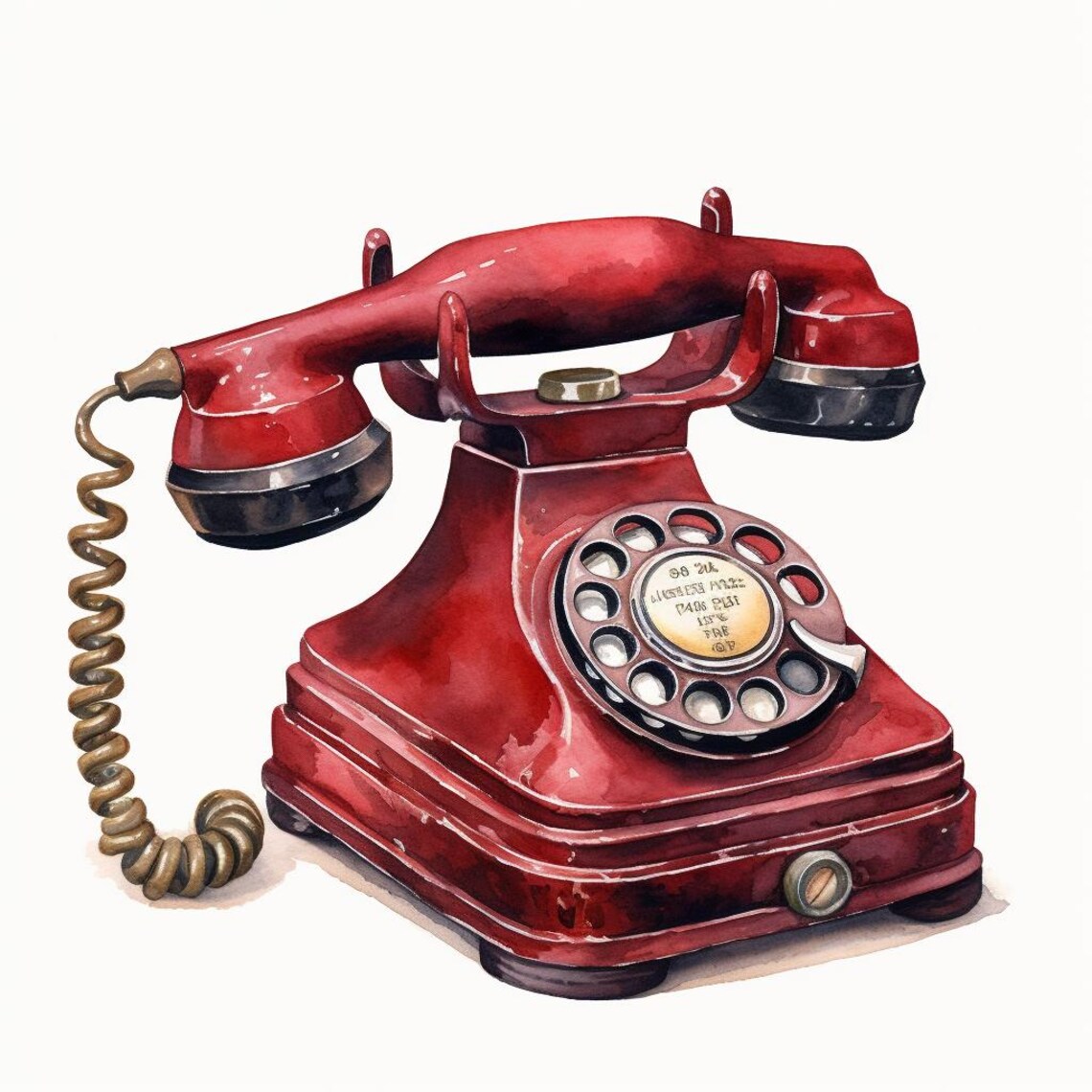 Vintage Telephone, Printable Watercolor Clipart Bundle, 10 High Quality ...