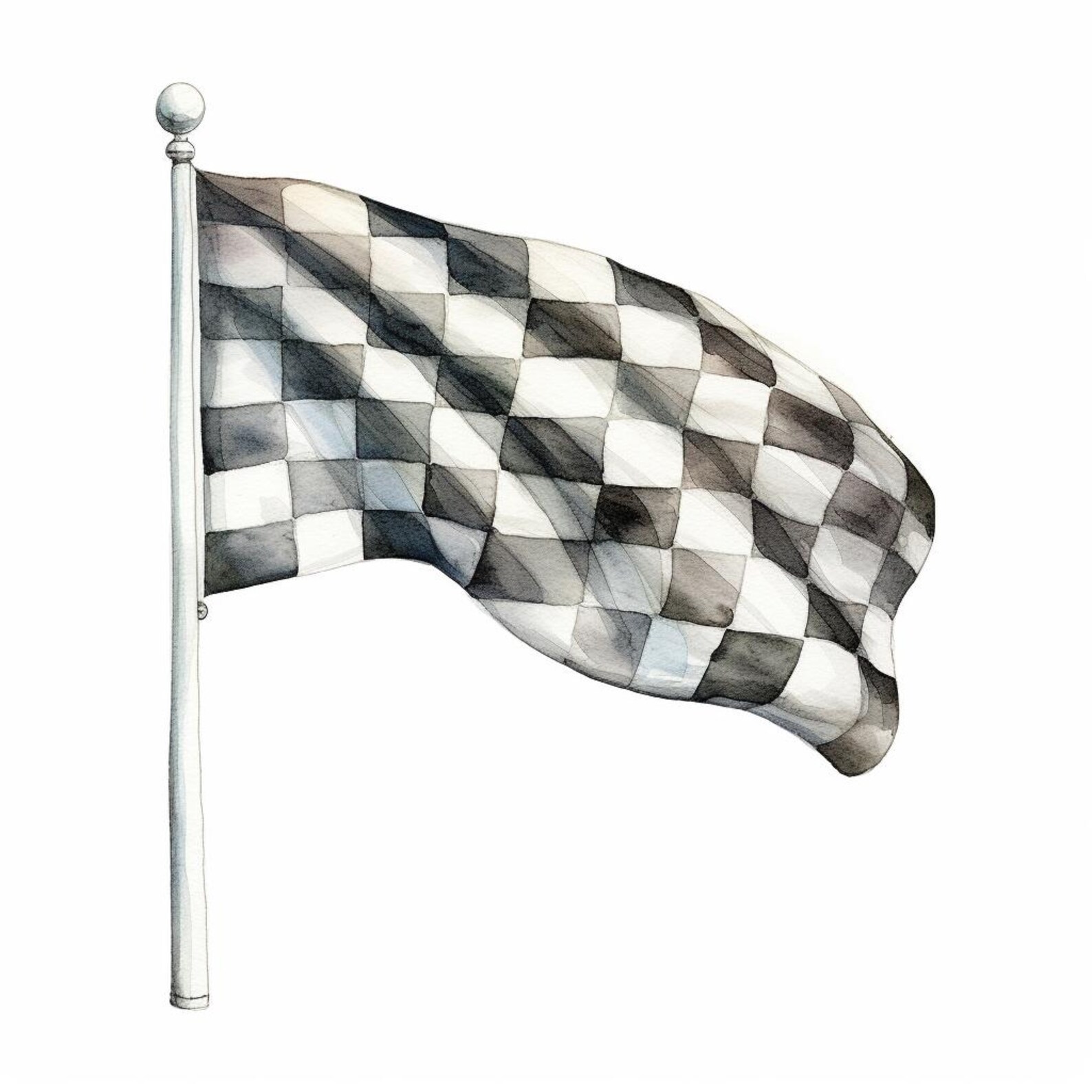 Start Race Flag, Printable Watercolor Clipart Bundle, 10 High Quality ...