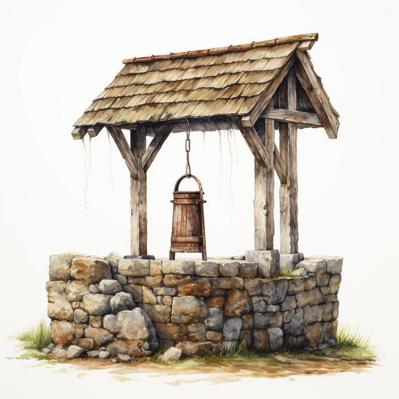 Stone Well, Printable Watercolor Clipart Bundle, 10 High Quality ...
