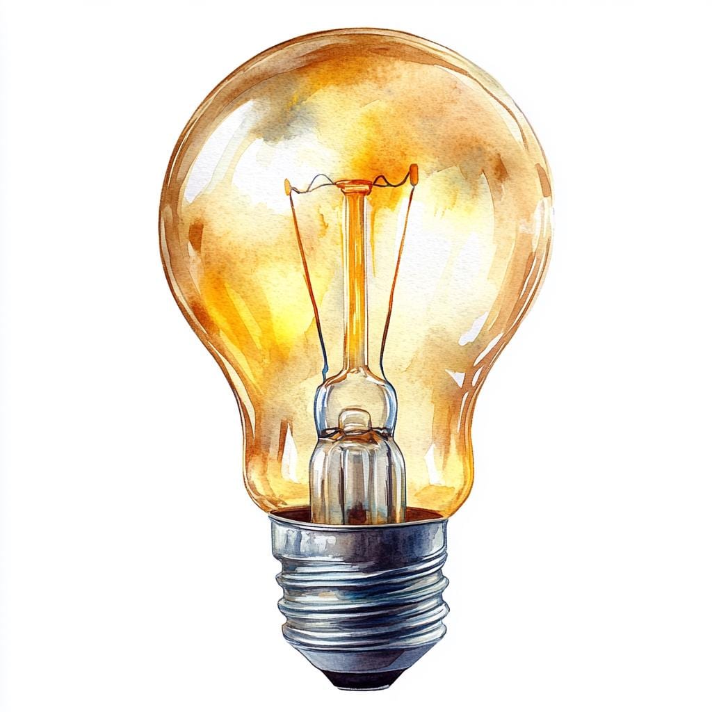 Incandescent Light Bulb, Printable Watercolor Clipart Bundle, 10 High ...