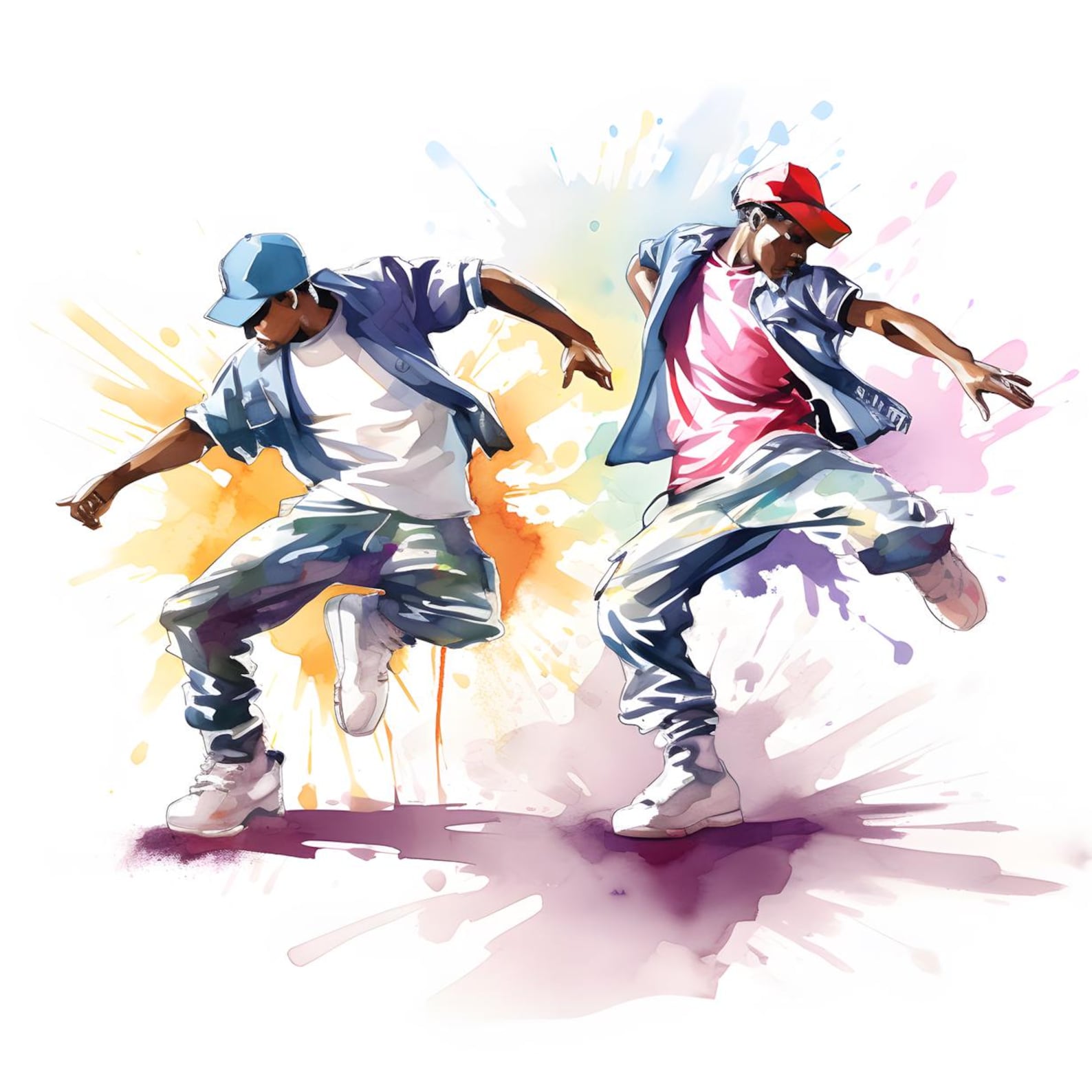 Breakdancers Watercolor Clipart Bundle: Street Dance Art (digital ...