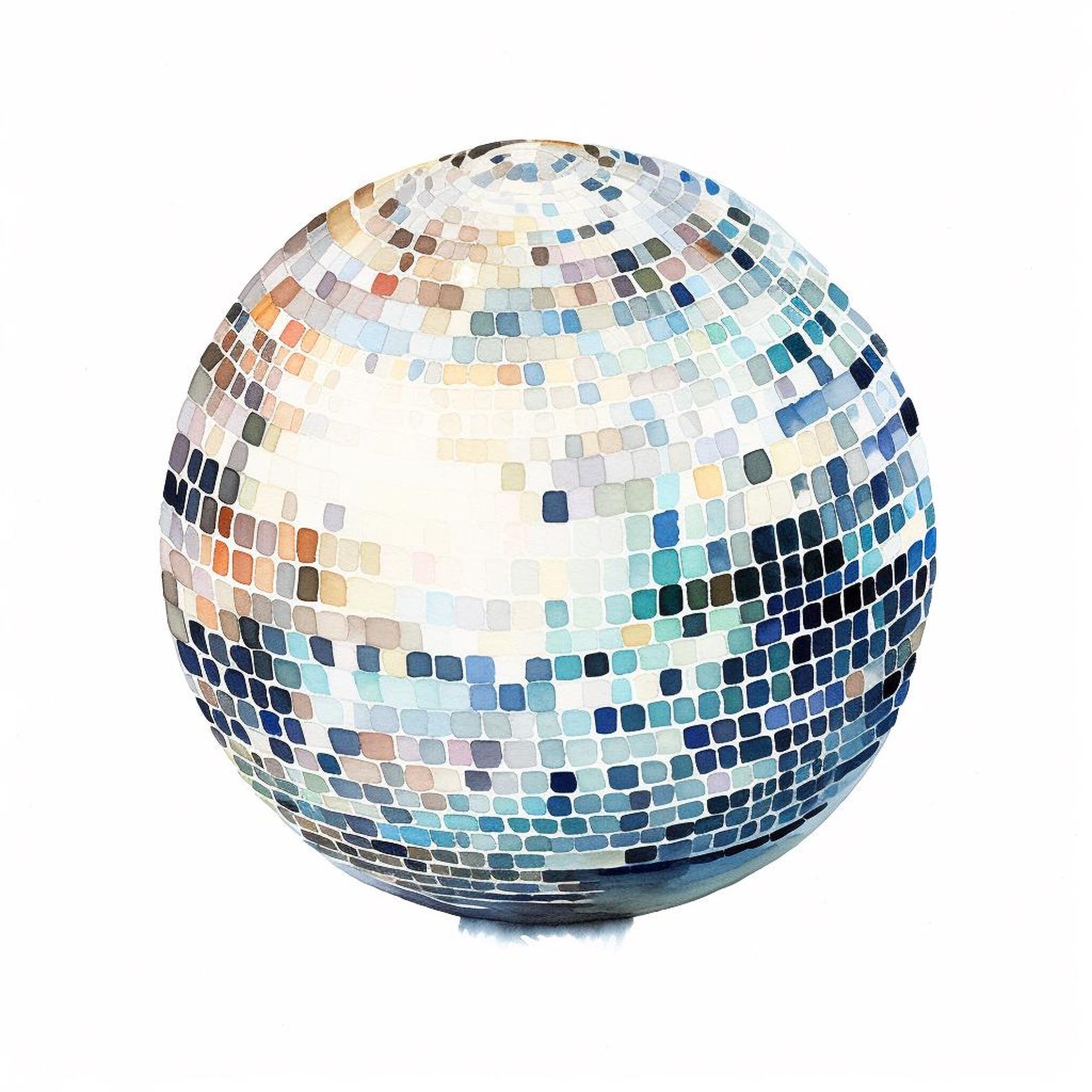 Disco Ball, Printable Watercolor Clipart, 10 High Quality Watercolor ...