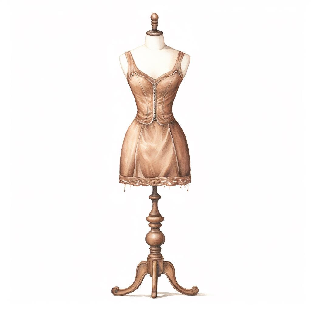 Vintage Dress Form Mannequin, Printable Watercolor Clipart Bundle, 10 ...