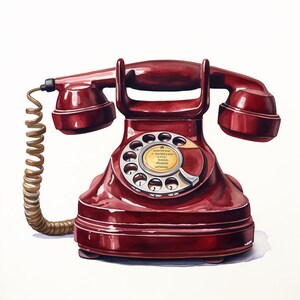 Vintage Telephone, Printable Watercolor Clipart Bundle, 10 High Quality ...