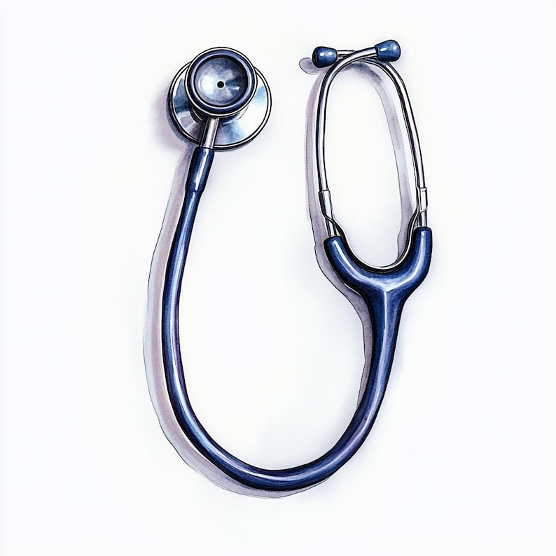 Stethoscope, Printable Watercolor Clipart, 10 High Quality Watercolor ...