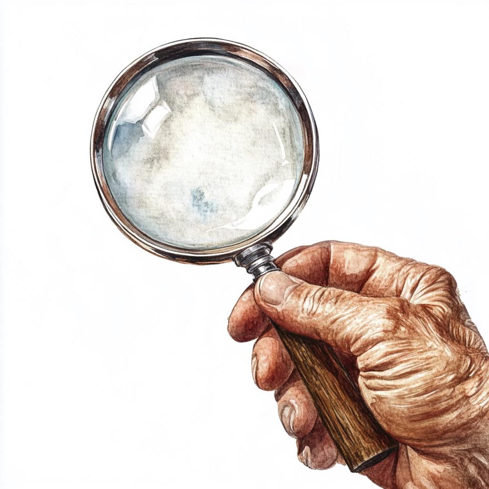 Hand Holding Magnifying Glass, Printable Watercolor Clipart Bundle, 10 ...