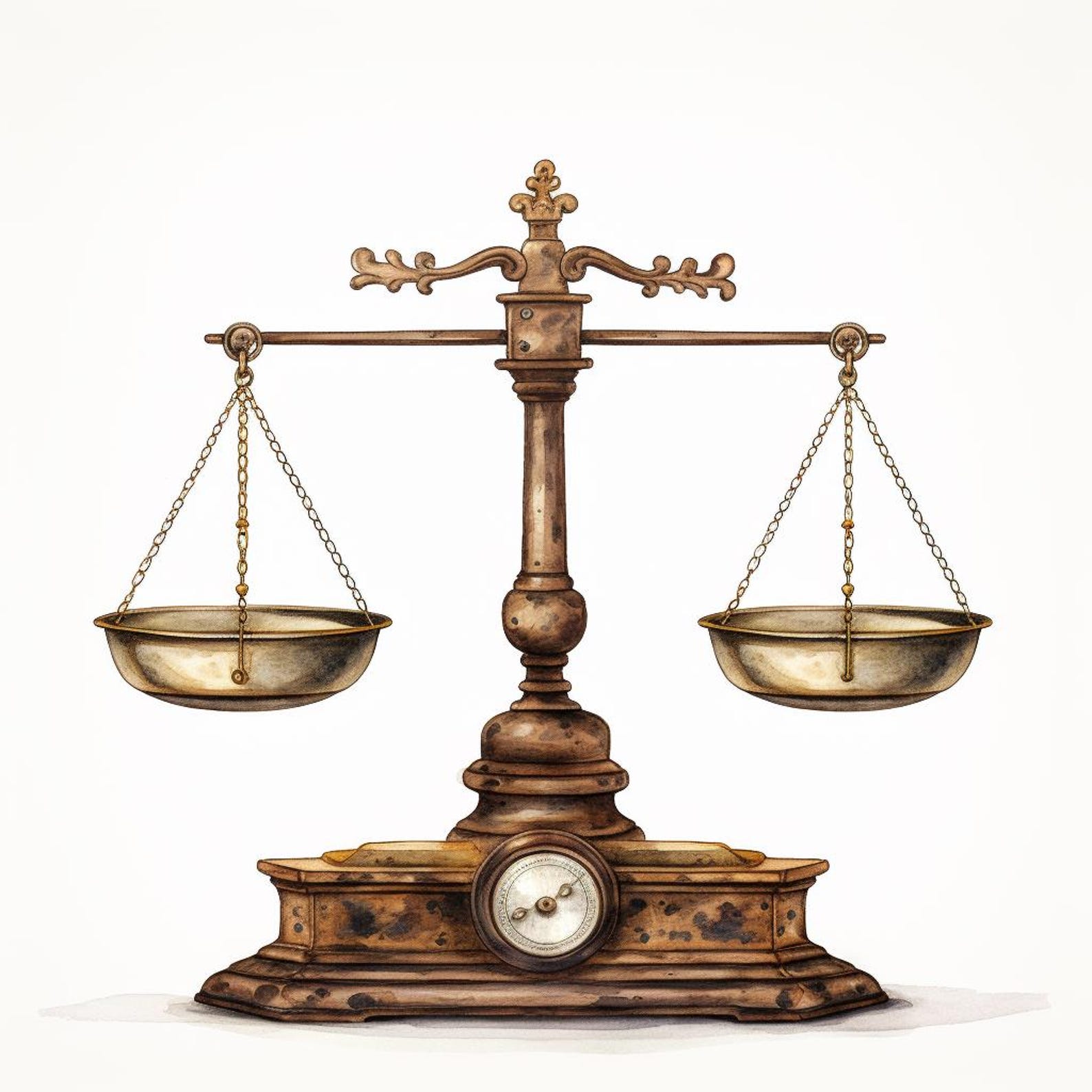 Vintage Scales, Antique Weighing Scale, Printable Watercolor Clipart ...