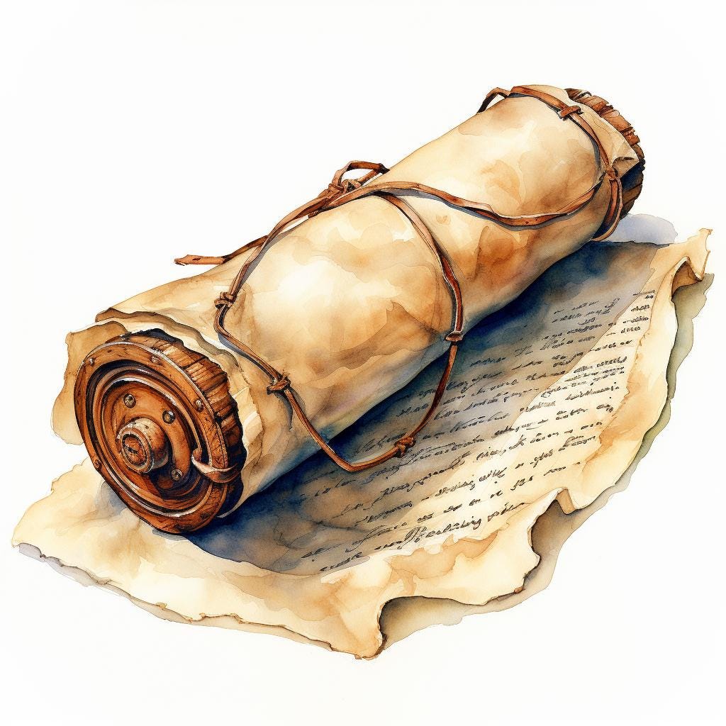 Ancient Scroll, Printable Watercolor Clipart, 10 High Quality ...