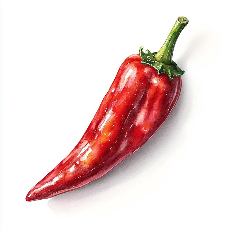 Chili Pepper, Printable Watercolor Clipart, 10 High Quality Watercolor ...