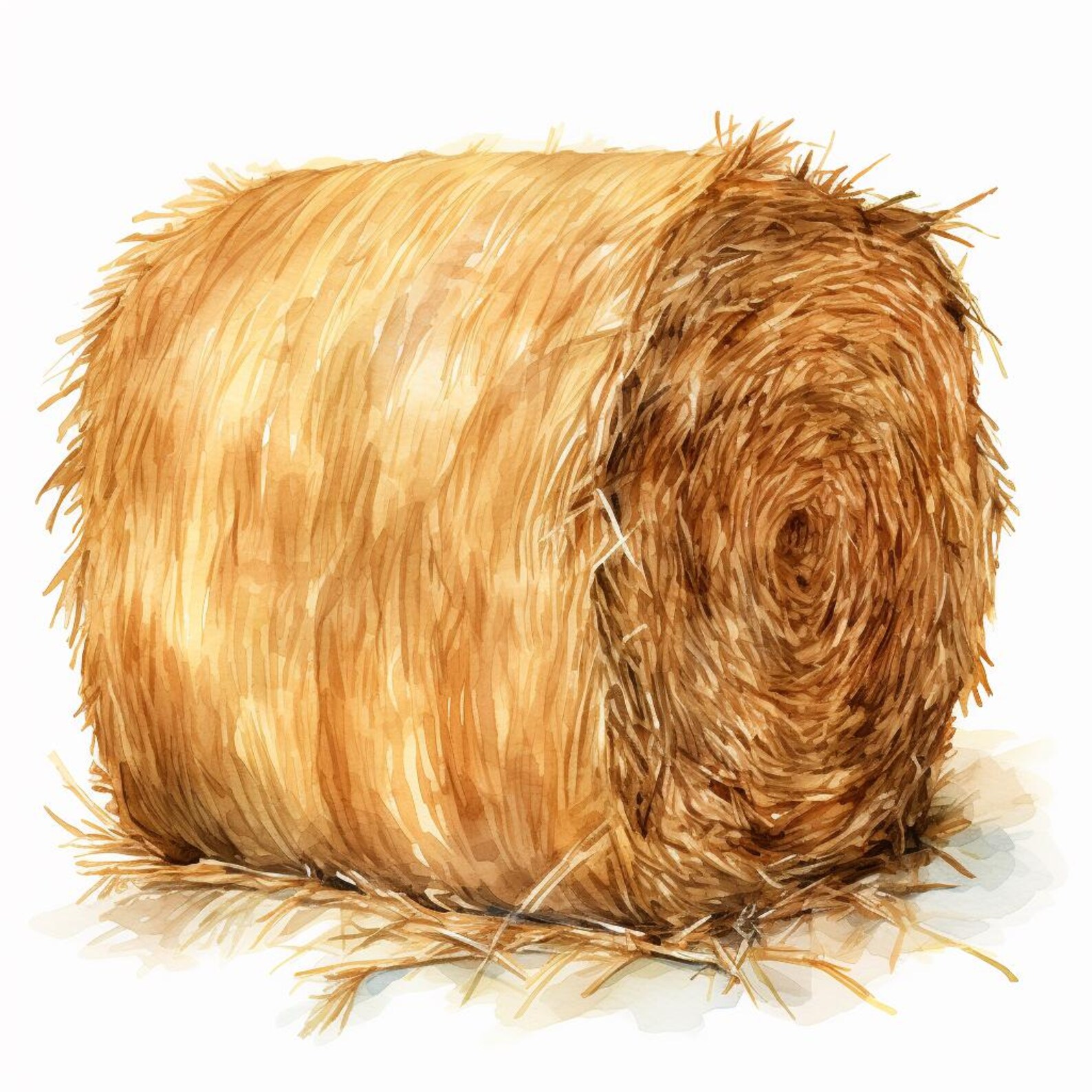 Hay Bale, Printable Watercolor Clipart, 10 High Quality Watercolor Jpgs ...