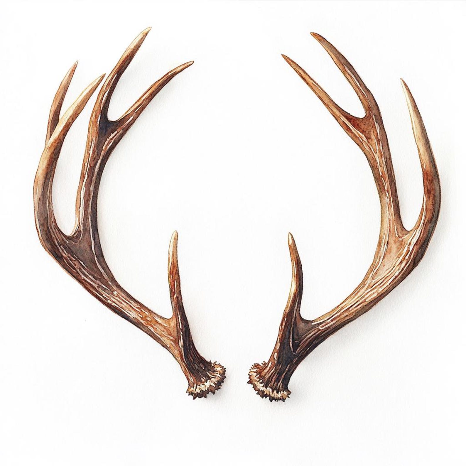 Deer Antlers, Printable Watercolor Clipart, 10 High Quality Watercolor ...