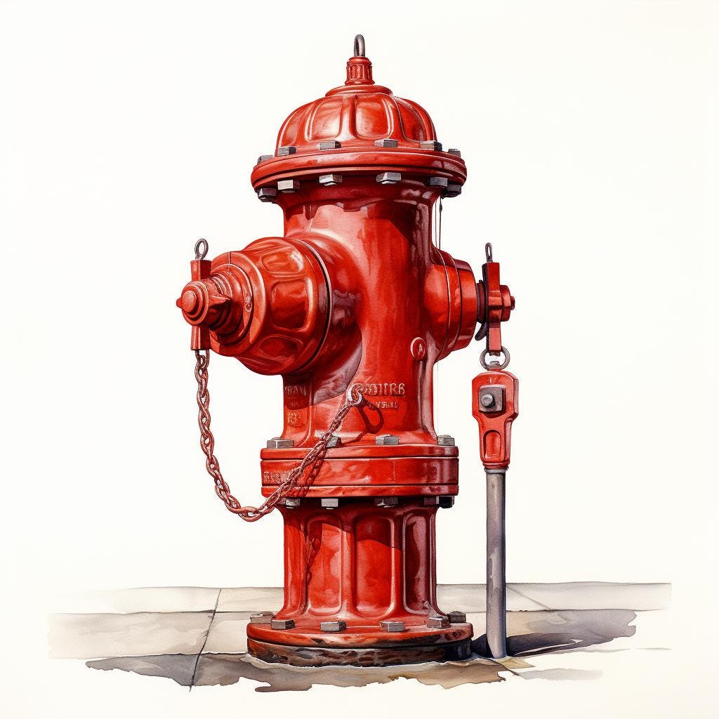 Red Fire Hydrant, Printable Watercolor Clipart Bundle, 10 High Quality ...