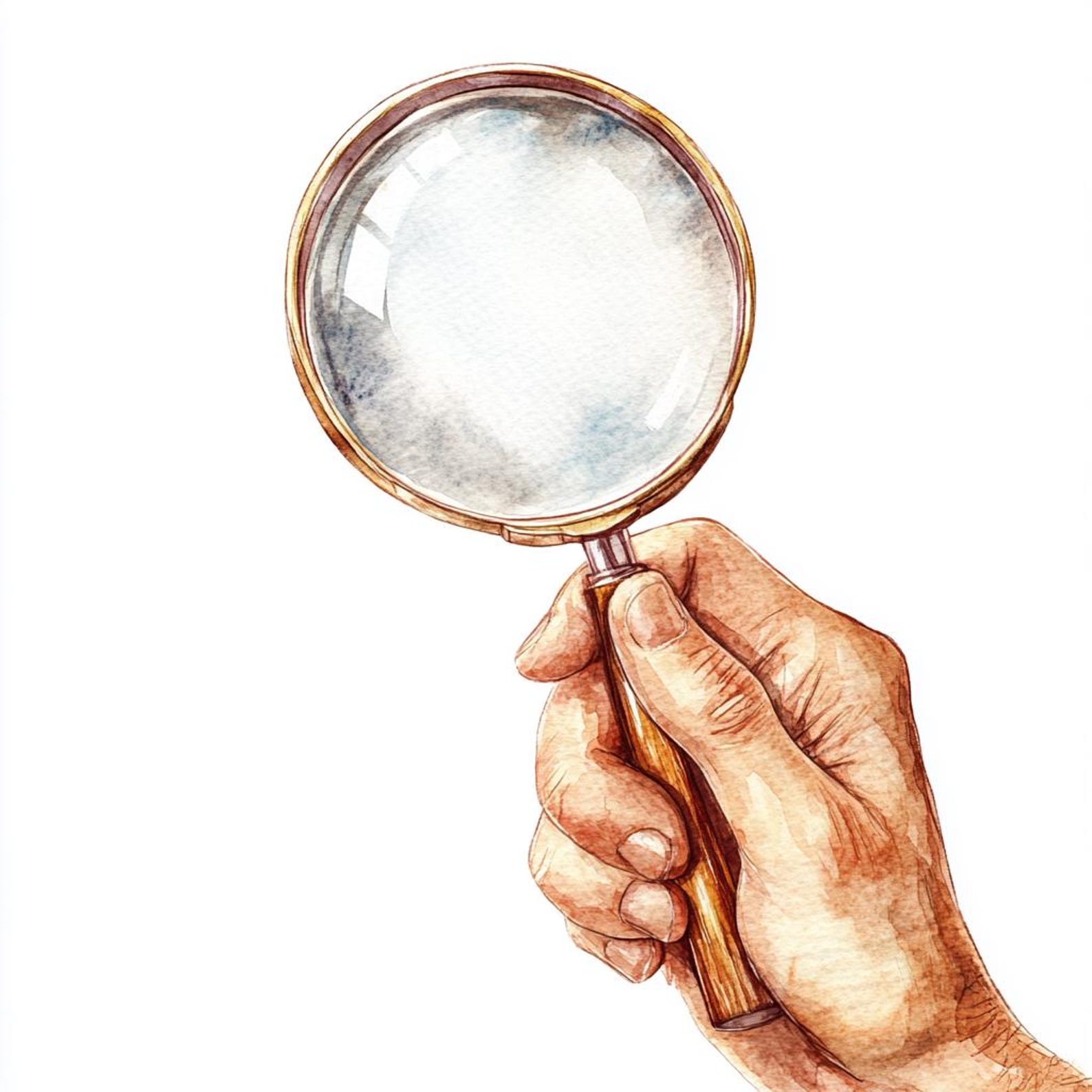 Hand Holding Magnifying Glass, Printable Watercolor Clipart Bundle, 10 ...