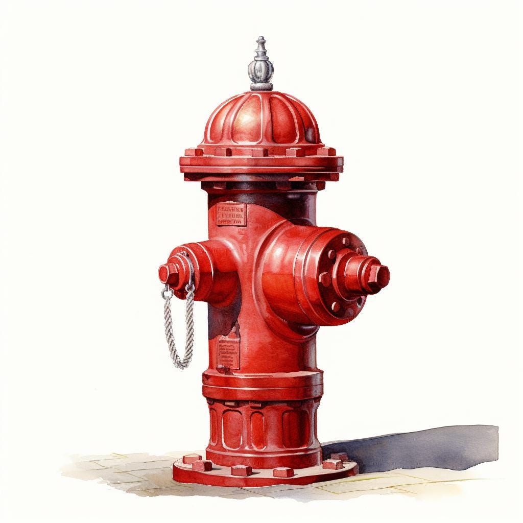 Red Fire Hydrant, Printable Watercolor Clipart Bundle, 10 High Quality ...