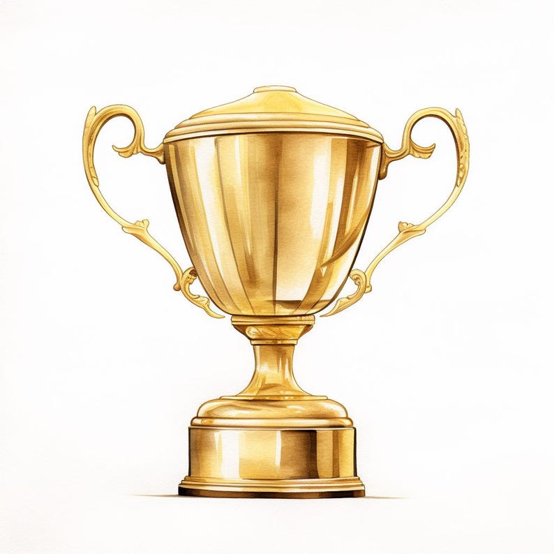 Golden Trophy Cup, Printable Watercolor Clipart, 10 High Quality ...