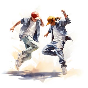 Breakdancers Watercolor Clipart Bundle: Street Dance Art (digital ...