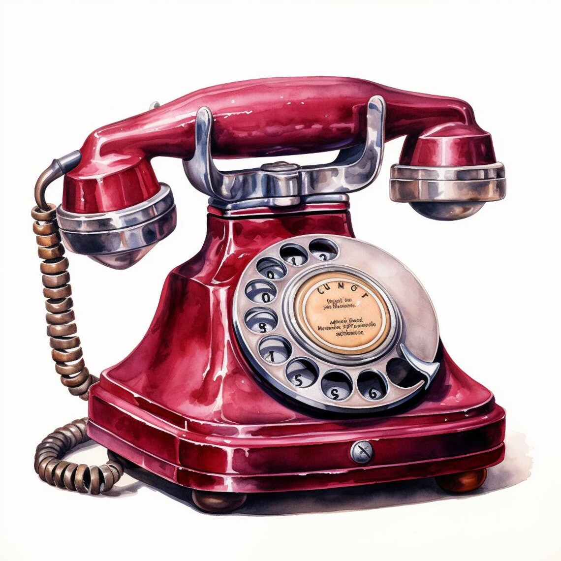 Vintage Telephone, Printable Watercolor Clipart Bundle, 10 High Quality ...