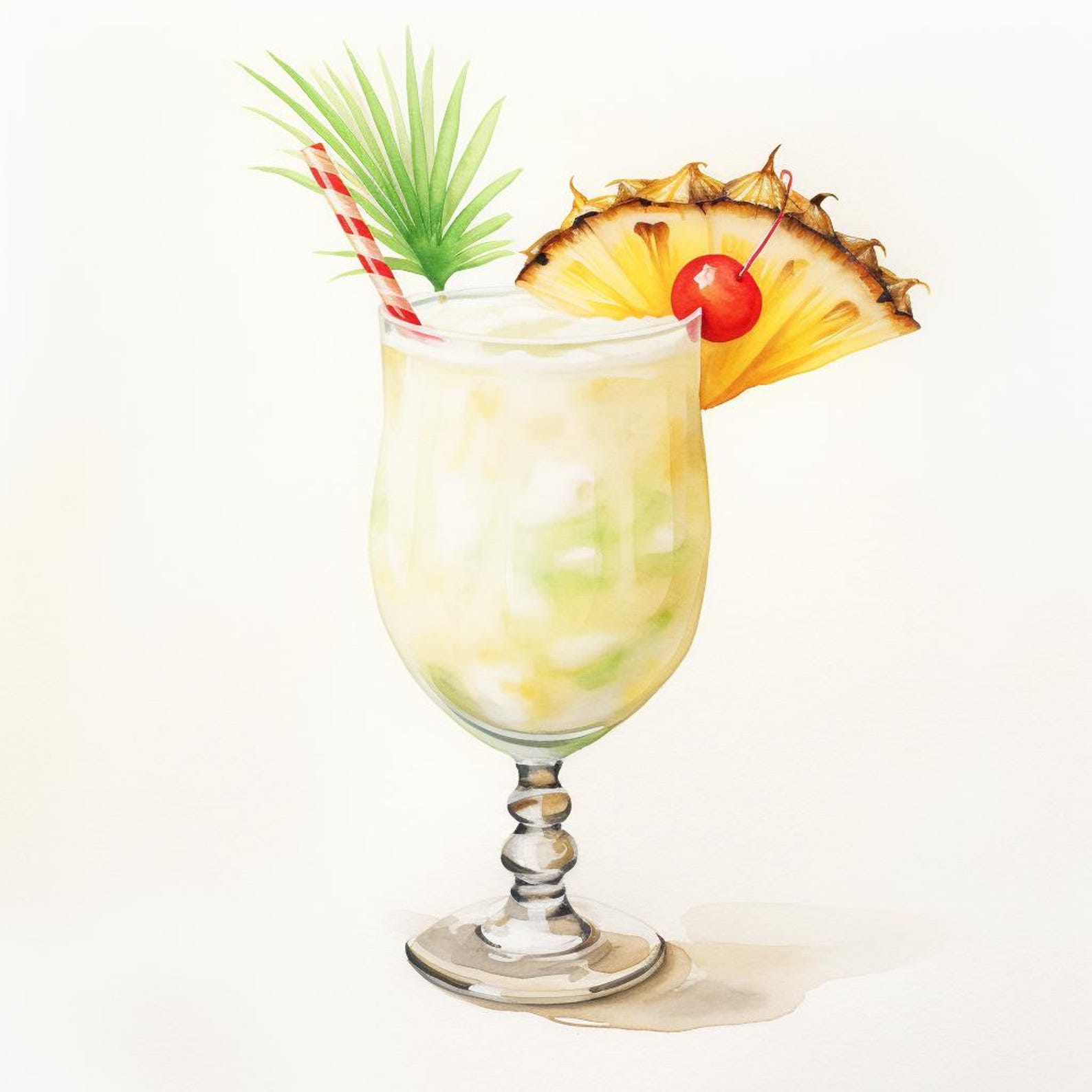Pina Colada Cocktail, Printable Watercolor Clipart, 10 High Quality ...