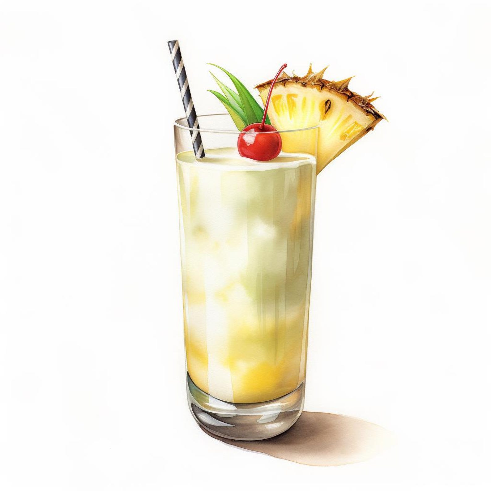 Pina Colada Cocktail, Printable Watercolor Clipart, 10 High Quality ...