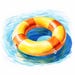 Watercolor Swimming Ring Clipart Bundle, 10 Watercolor JPG, Instant ...